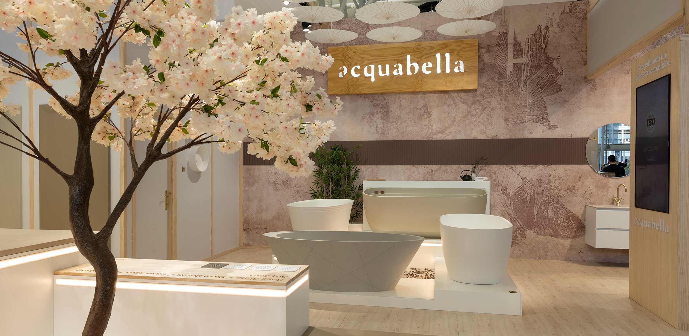 Sakura, Acquabella’s Japanese-inspired booth at Cersaie 2023...